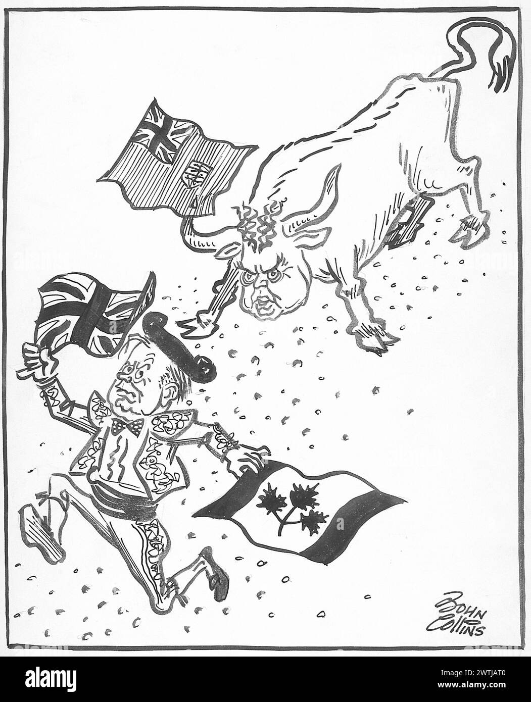Cartoon - The Red Flag and the Bull. John Collins (1917-2007 Stock ...