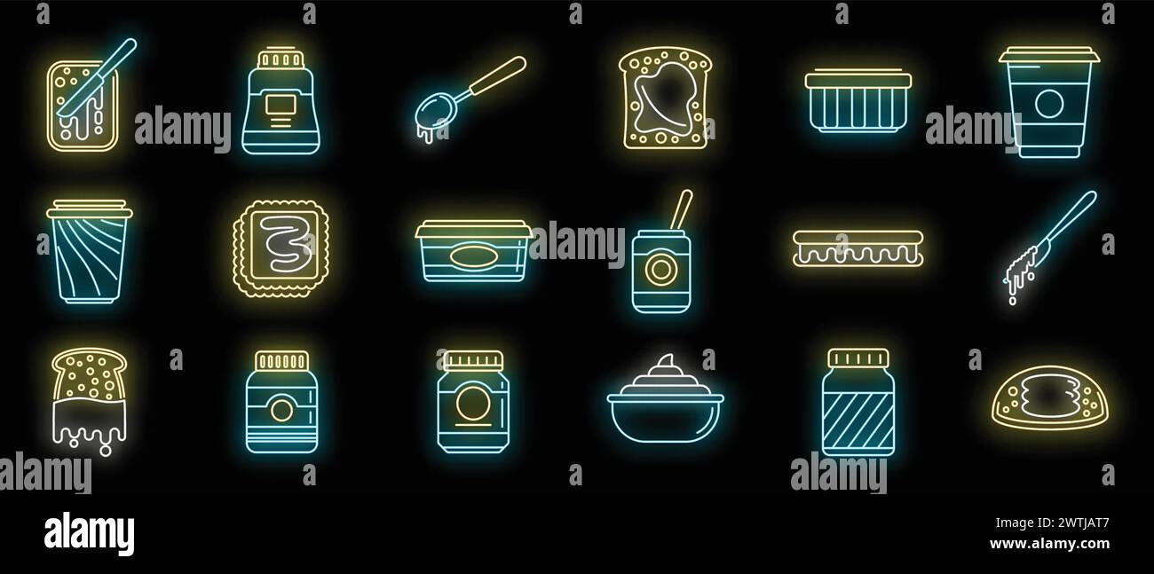 Chocolate paste icons set outline vector. Jar bottle. Chocolate paste ...
