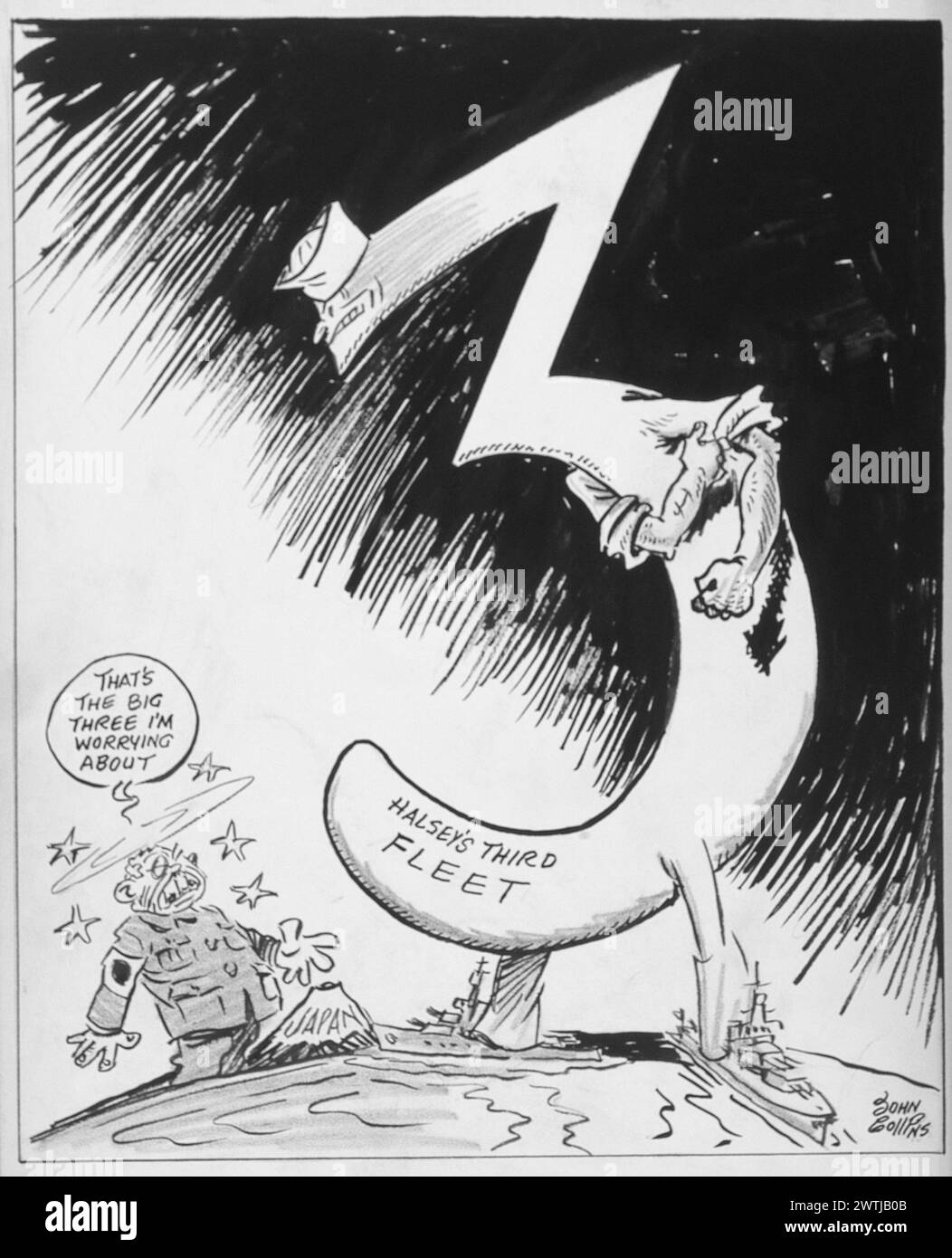 Cartoon - Pacific Big Three. John Collins (1917-2007 Stock Photo - Alamy