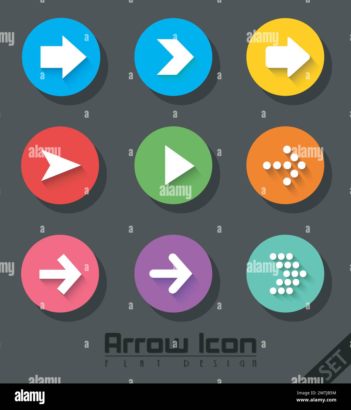 Arrow Icon Set Flat Design, Vector Illustration Stock Vector Image ...