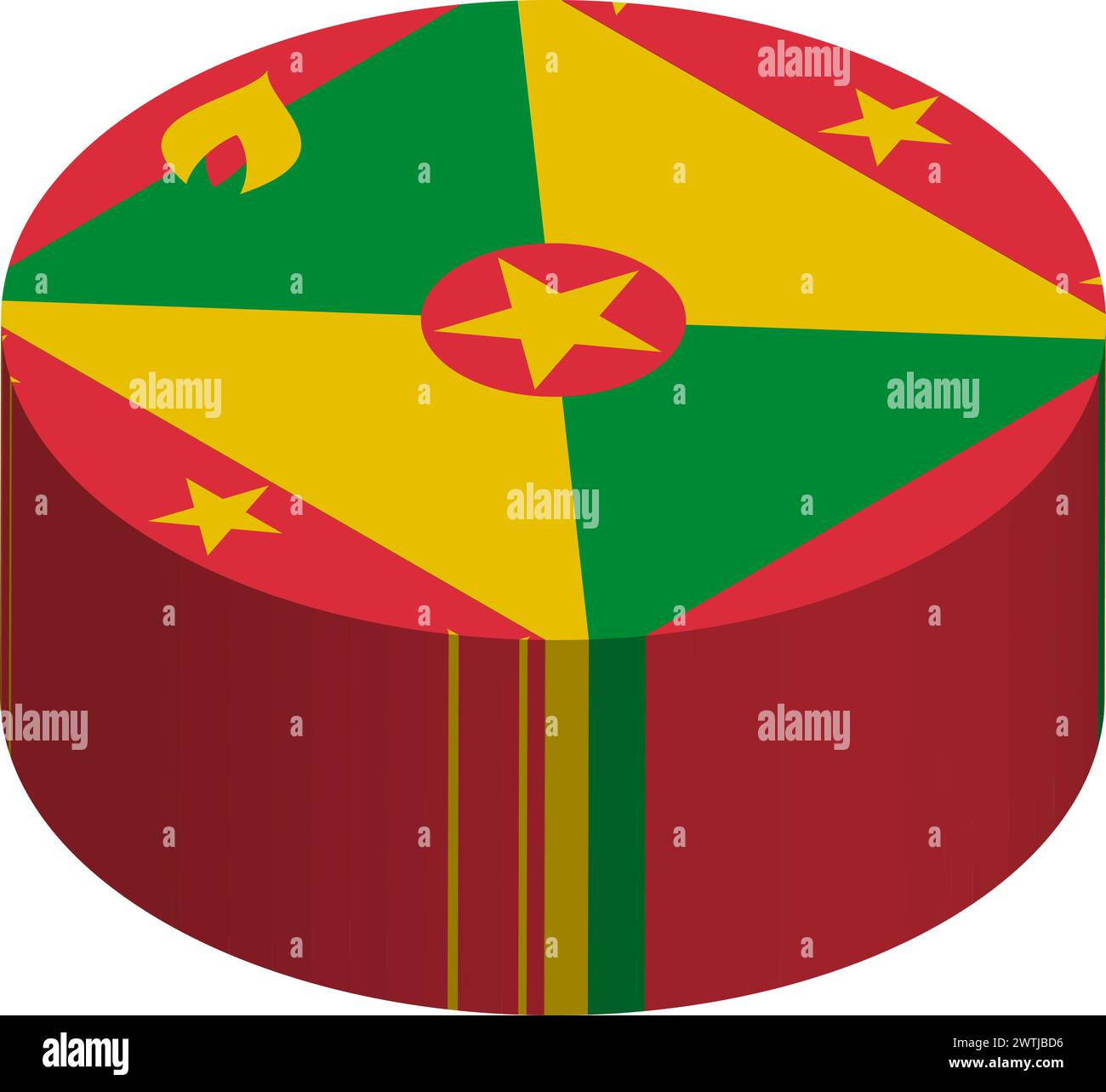 Grenada flag - 3D isometric circle isolated on white background. Vector object Stock Vector ...