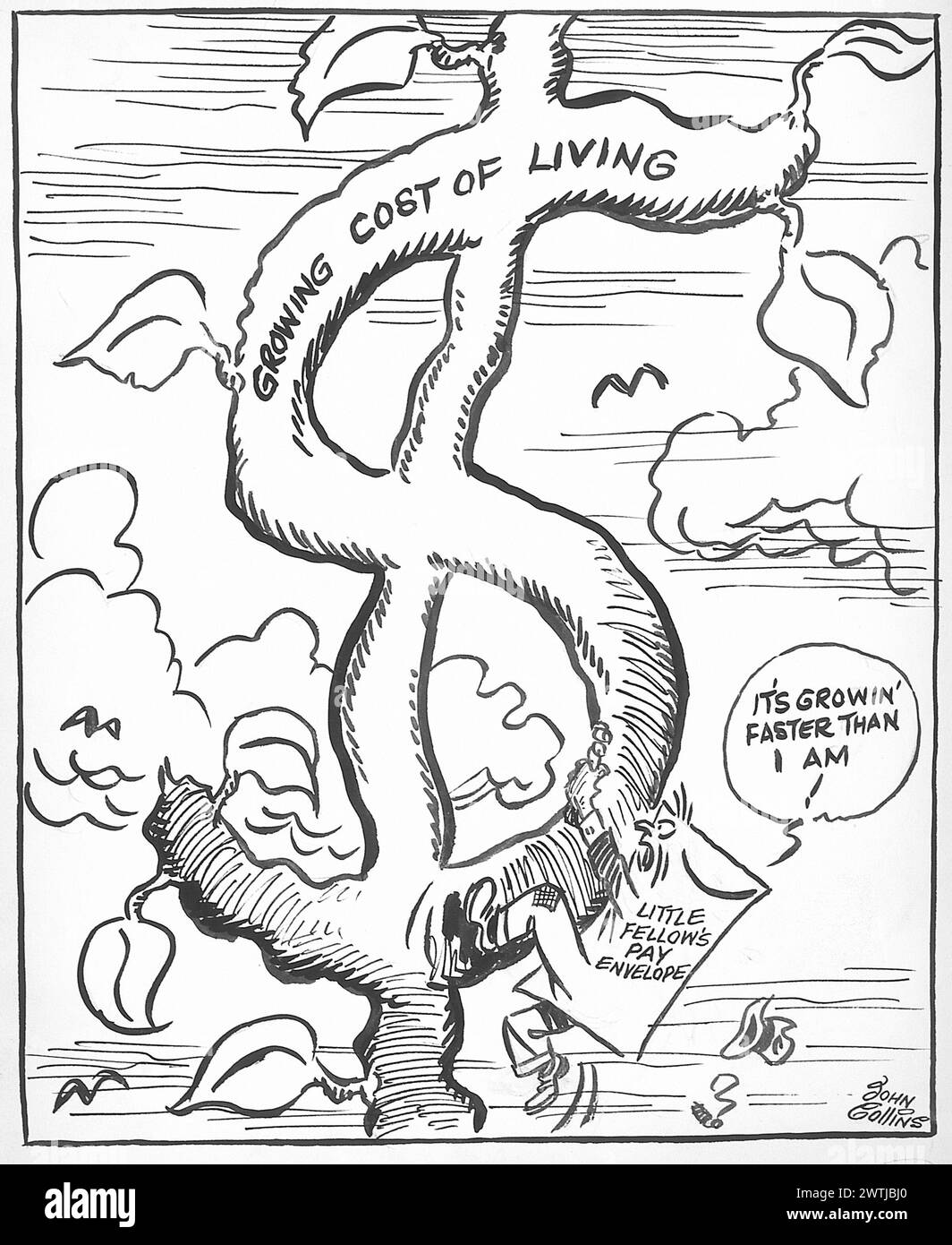 Cartoon - "Jack" and the Beanstalk. John Collins (1917-2007 Stock Photo ...