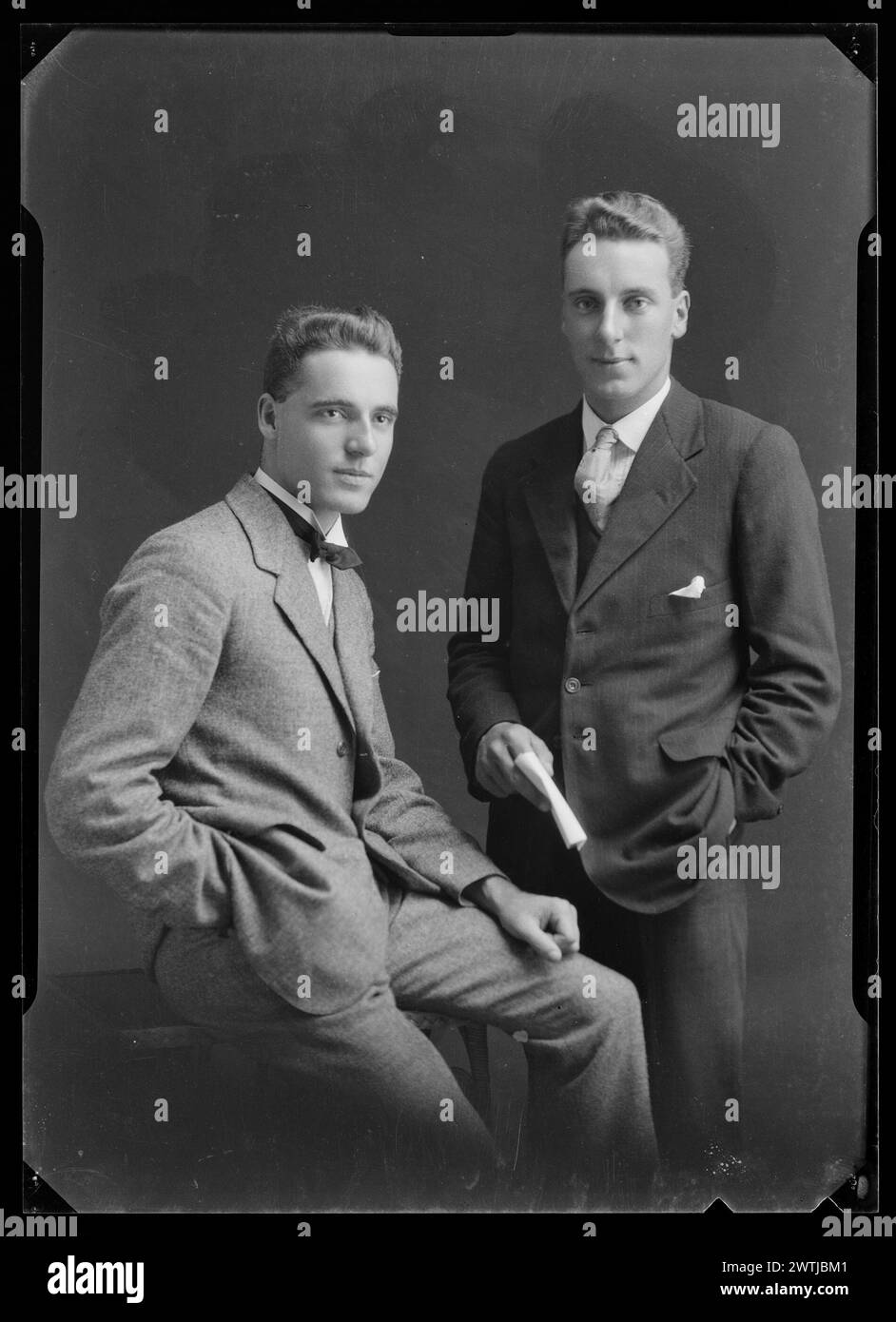 Portrait of Two Unidentified Young Men Nitrate negatives, black-and ...