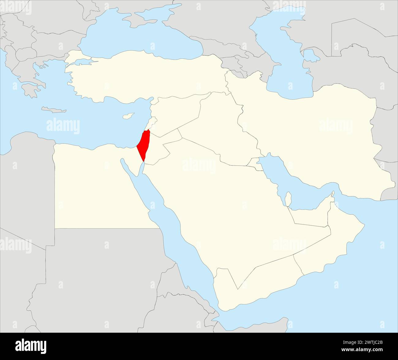 Red map of ISRAEL inside highlighted beige map of the Middle East Stock Vector Image & Art - Alamy