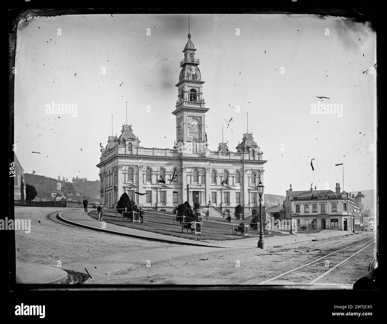Town Hall, Dunedin wet collodion negatives, black-and-white negatives ...