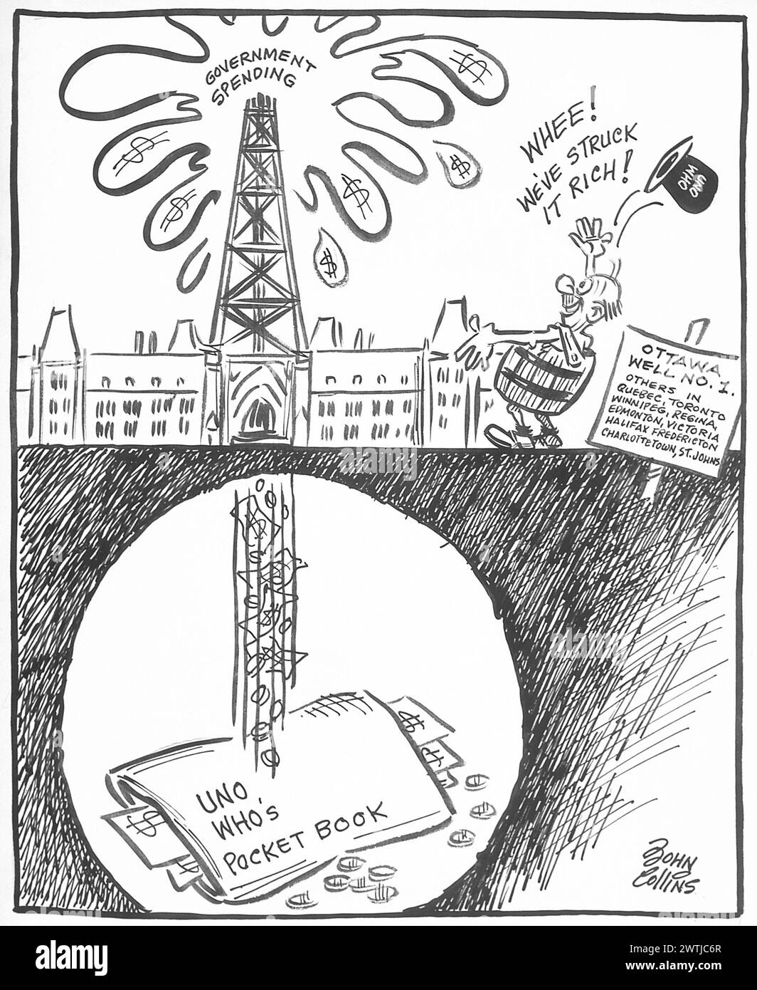 Cartoon - The Gusher. John Collins (1917-2007 Stock Photo - Alamy