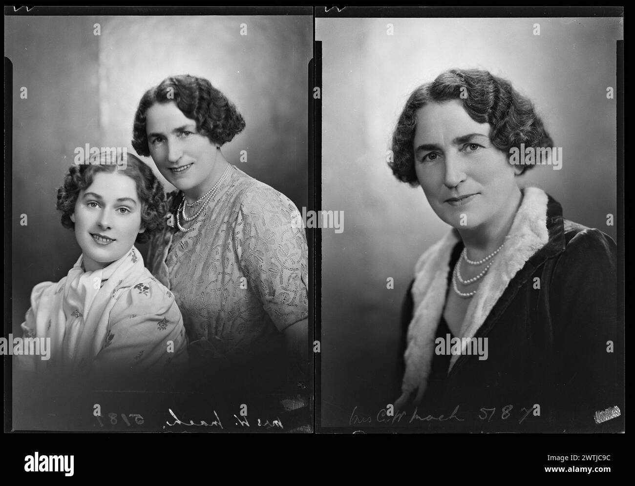 Mrs CW Mack black-and-white negatives, studio portraits, gelatin silver ...