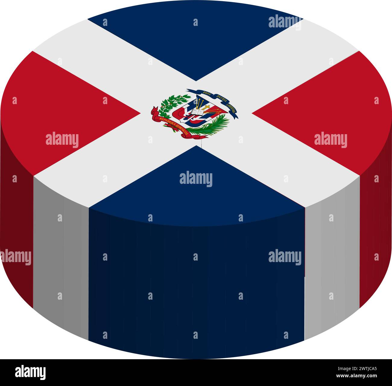 Dominican Republic flag - 3D isometric circle isolated on white background. Vector object Stock ...