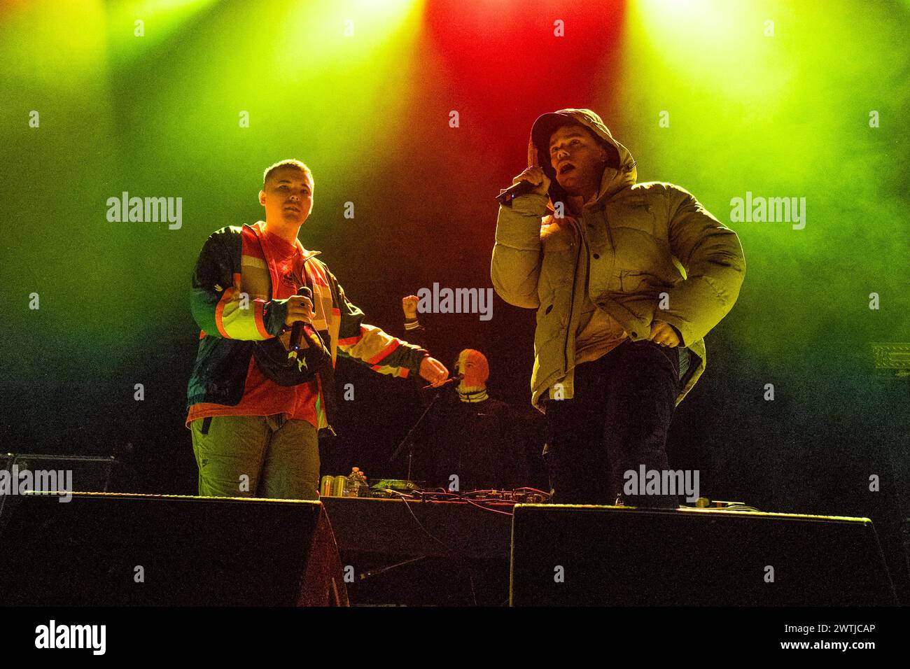 Moglai Bap, left, and Mo Chara of Kneecap perform on Sunday, March 17 ...