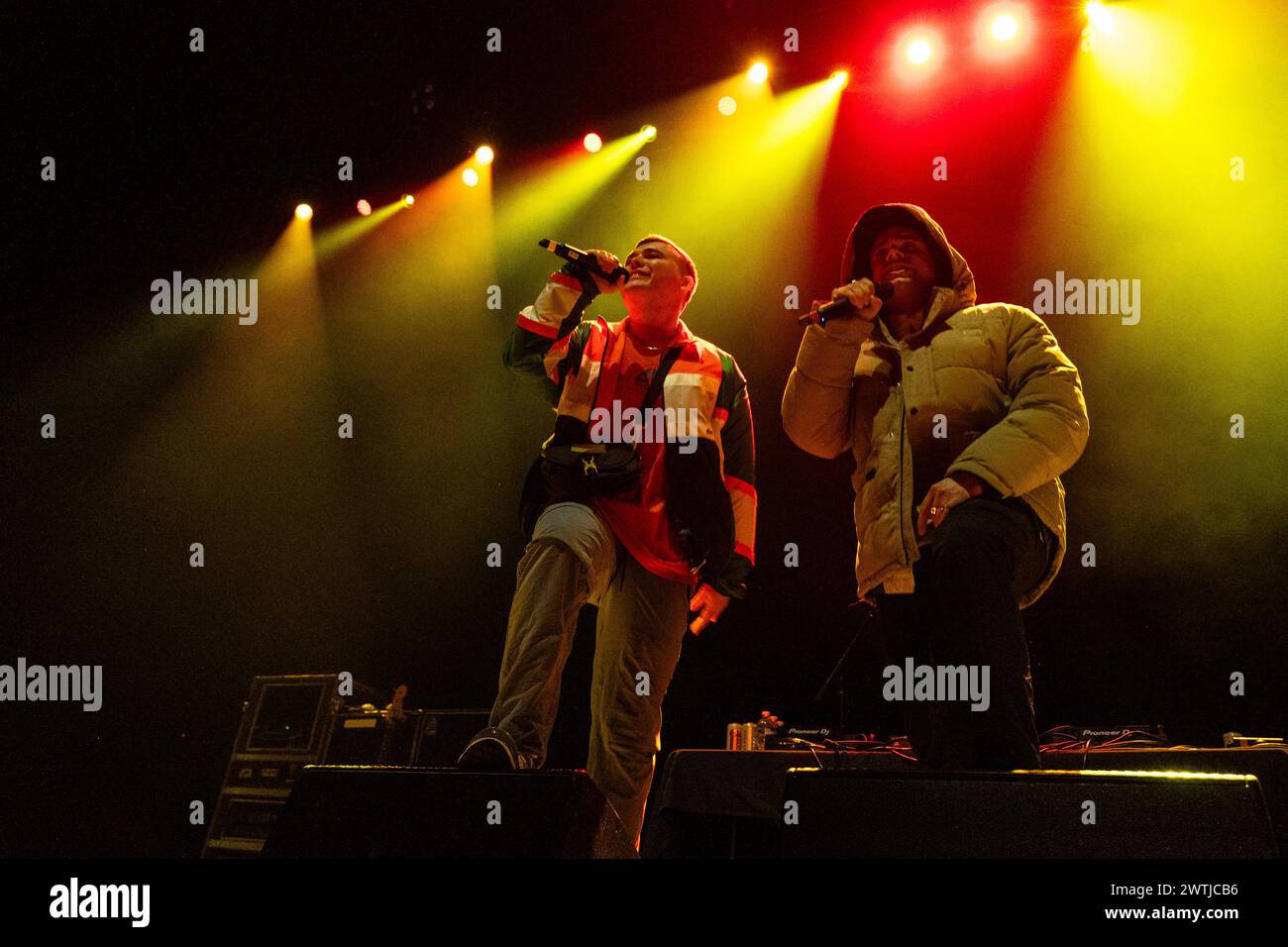 Moglai Bap, left, and Mo Chara of Kneecap perform on Sunday, March 17 ...