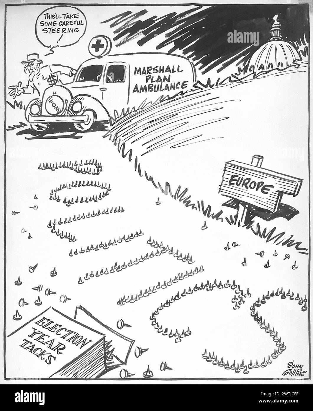 Cartoon - Washington Highway. John Collins (1917-2007 Stock Photo - Alamy