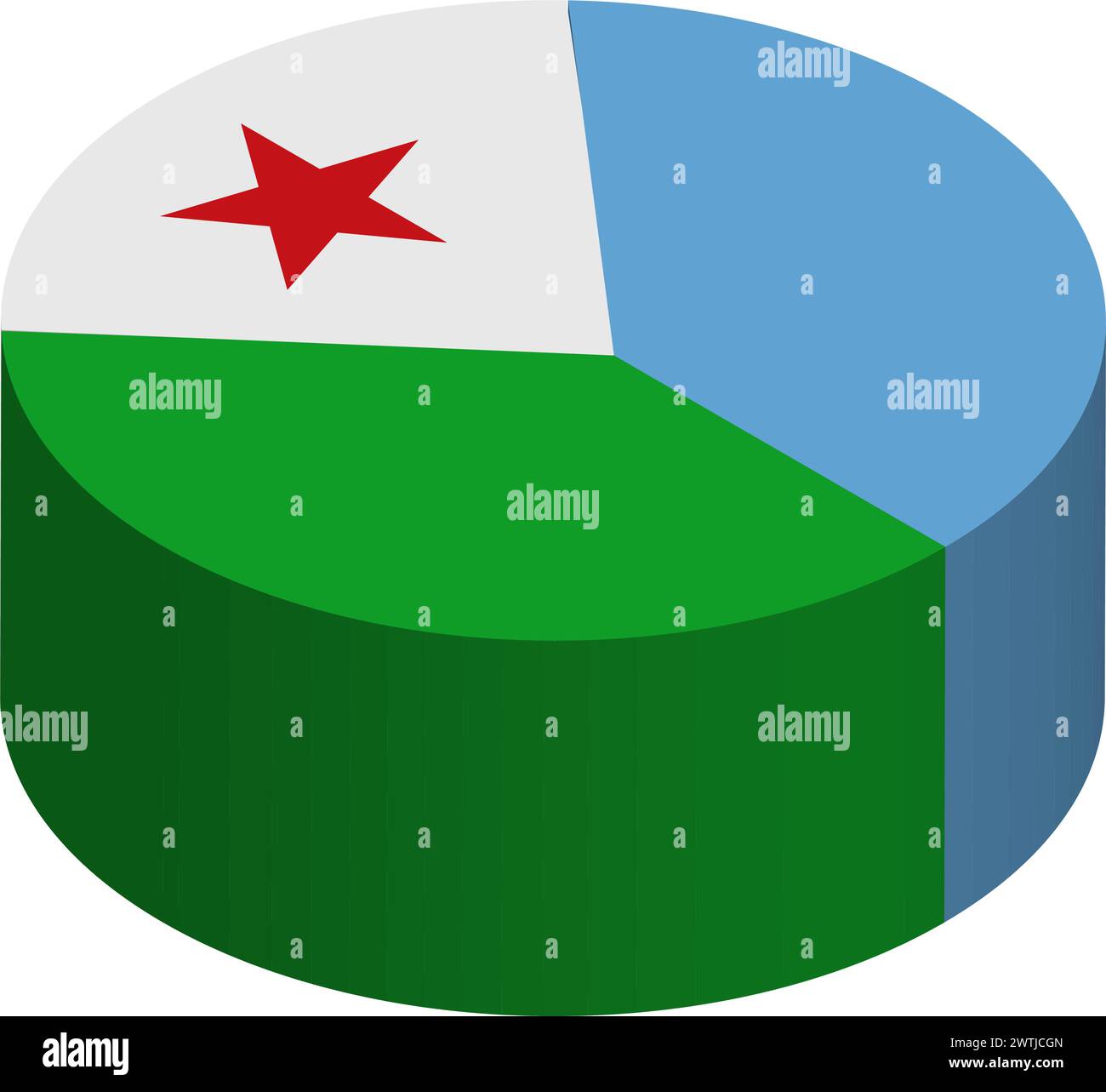 Djibouti flag - 3D isometric circle isolated on white background. Vector object Stock Vector ...
