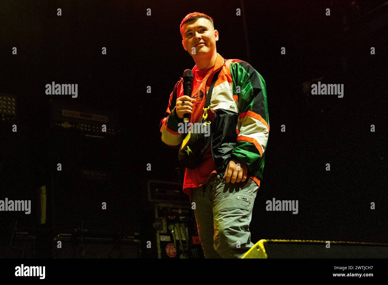 Mo Chara of Kneecap performs on Sunday, March 17, 2024, in Boston ...