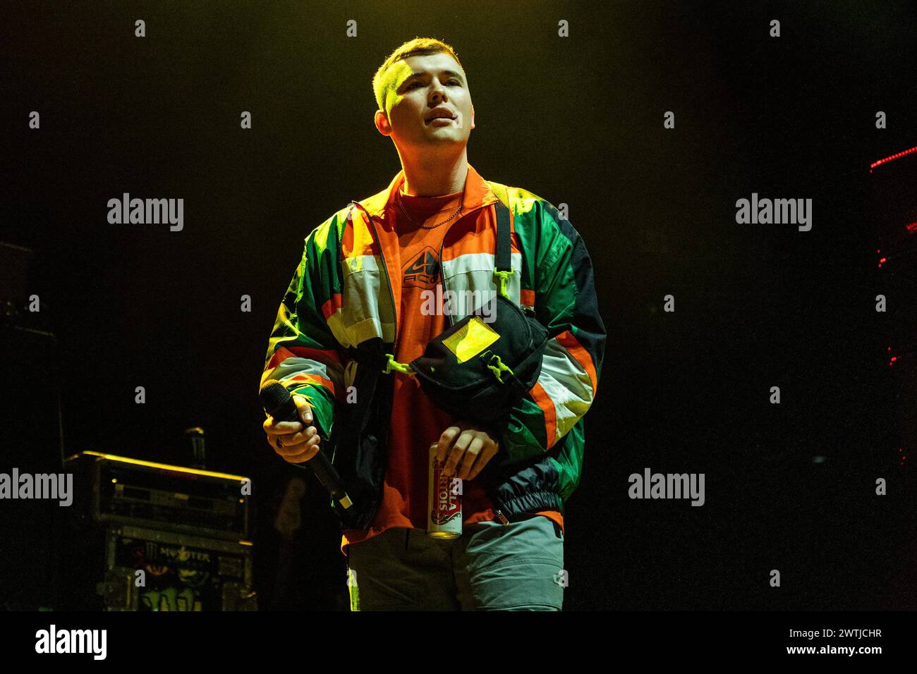 Mo Chara of Kneecap performs on Sunday, March 17, 2024, in Boston ...