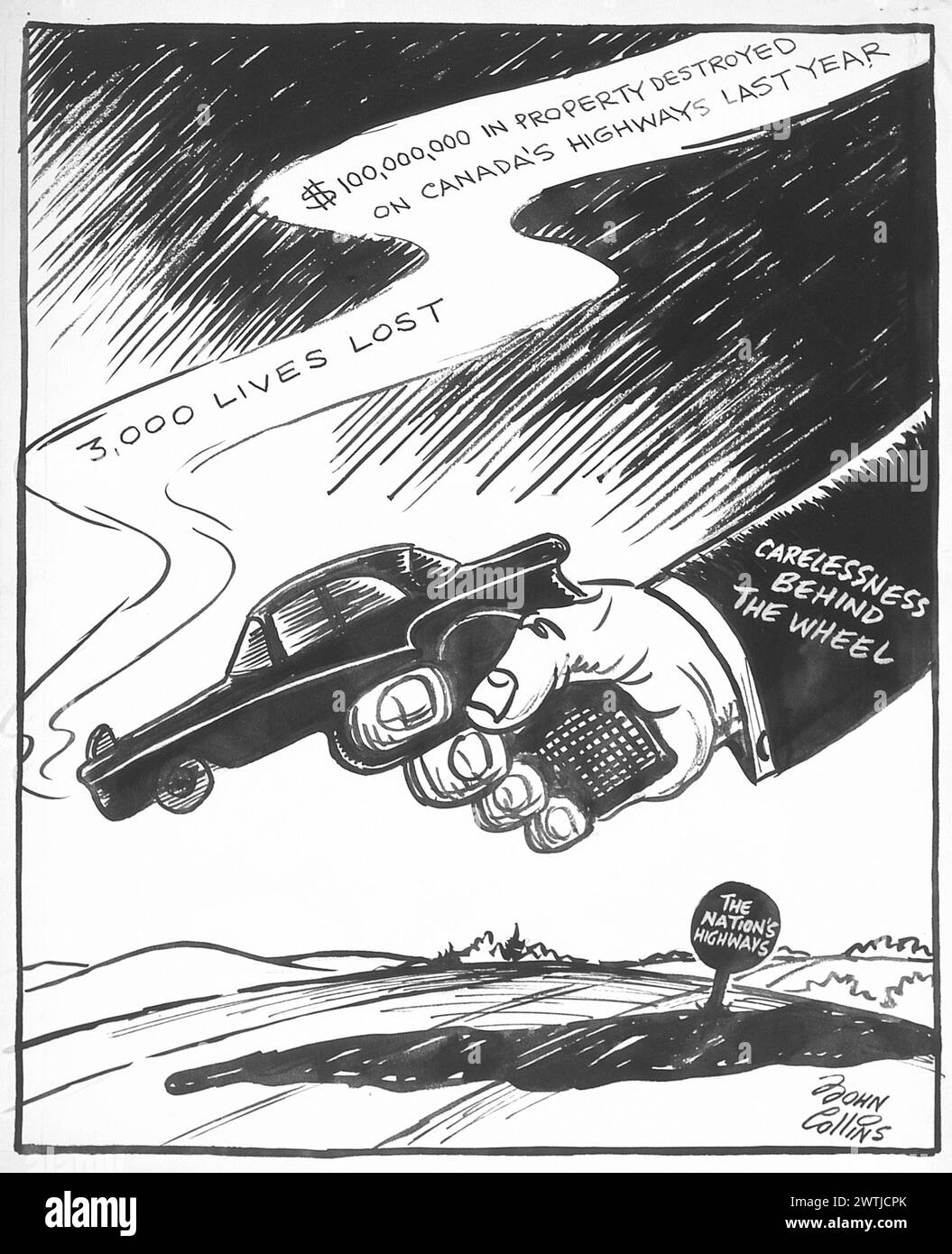 Cartoon - Twentieth Century Highwayman. John Collins (1917-2007 Stock ...