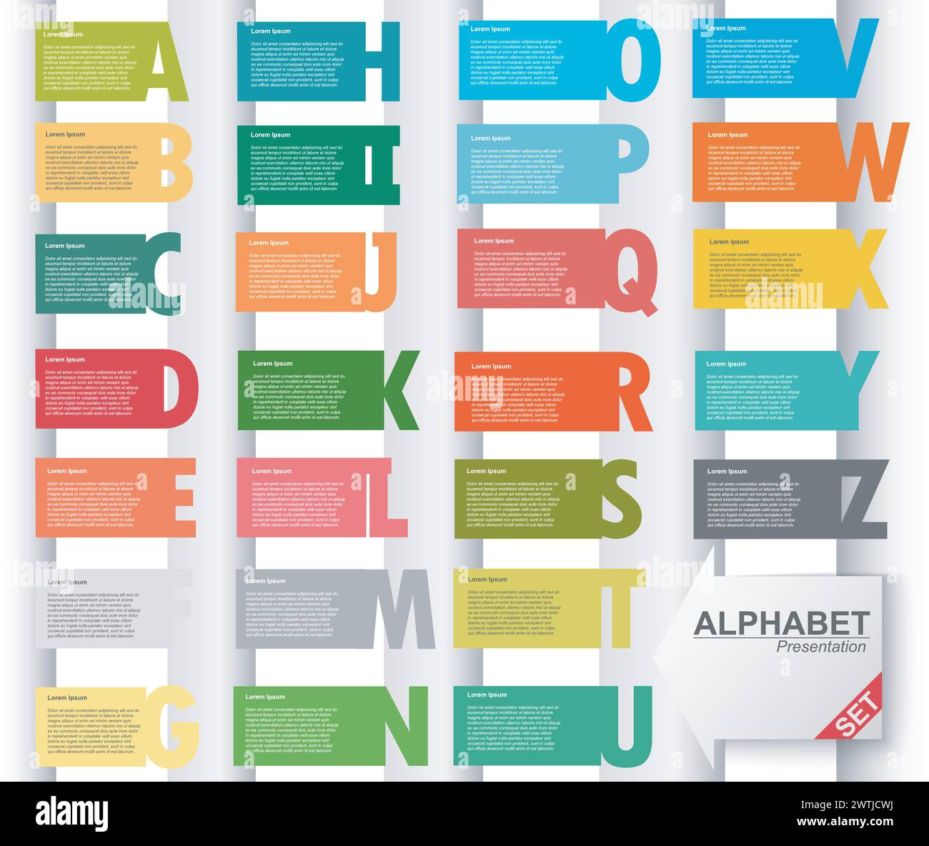 Colorful Alphabet Presentation Paper Style, Vector Illustration Stock ...