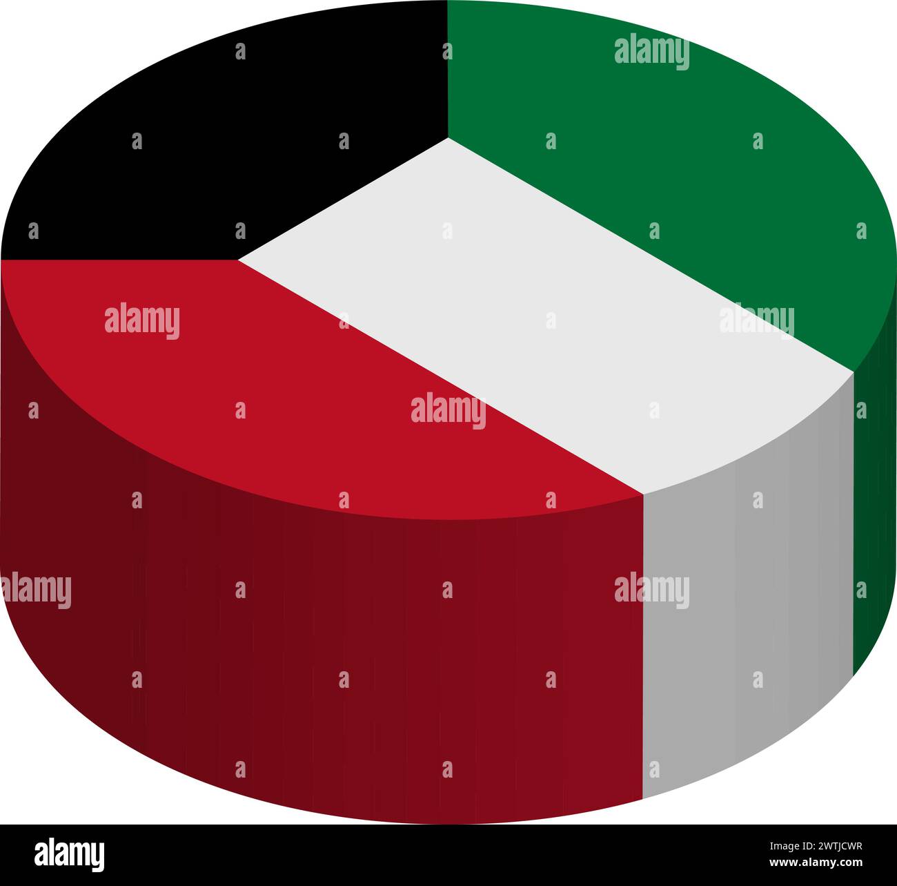 Kuwait flag - 3D isometric circle isolated on white background. Vector object Stock Vector Image ...