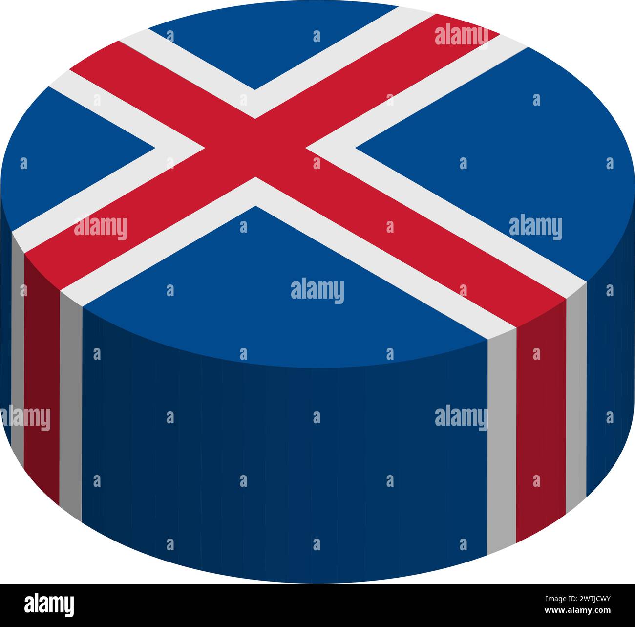 Iceland flag - 3D isometric circle isolated on white background. Vector object Stock Vector ...