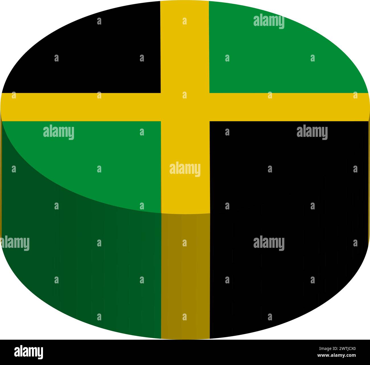 Jamaica flag - 3D isometric circle isolated on white background. Vector object Stock Vector ...