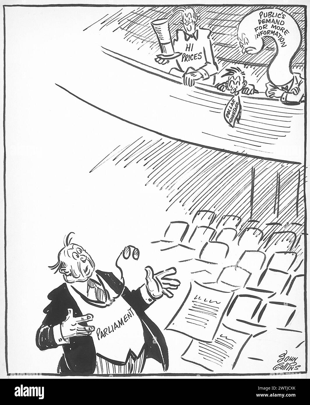 Cartoon - In the Visitors' Gallery. John Collins (1917-2007 Stock Photo ...