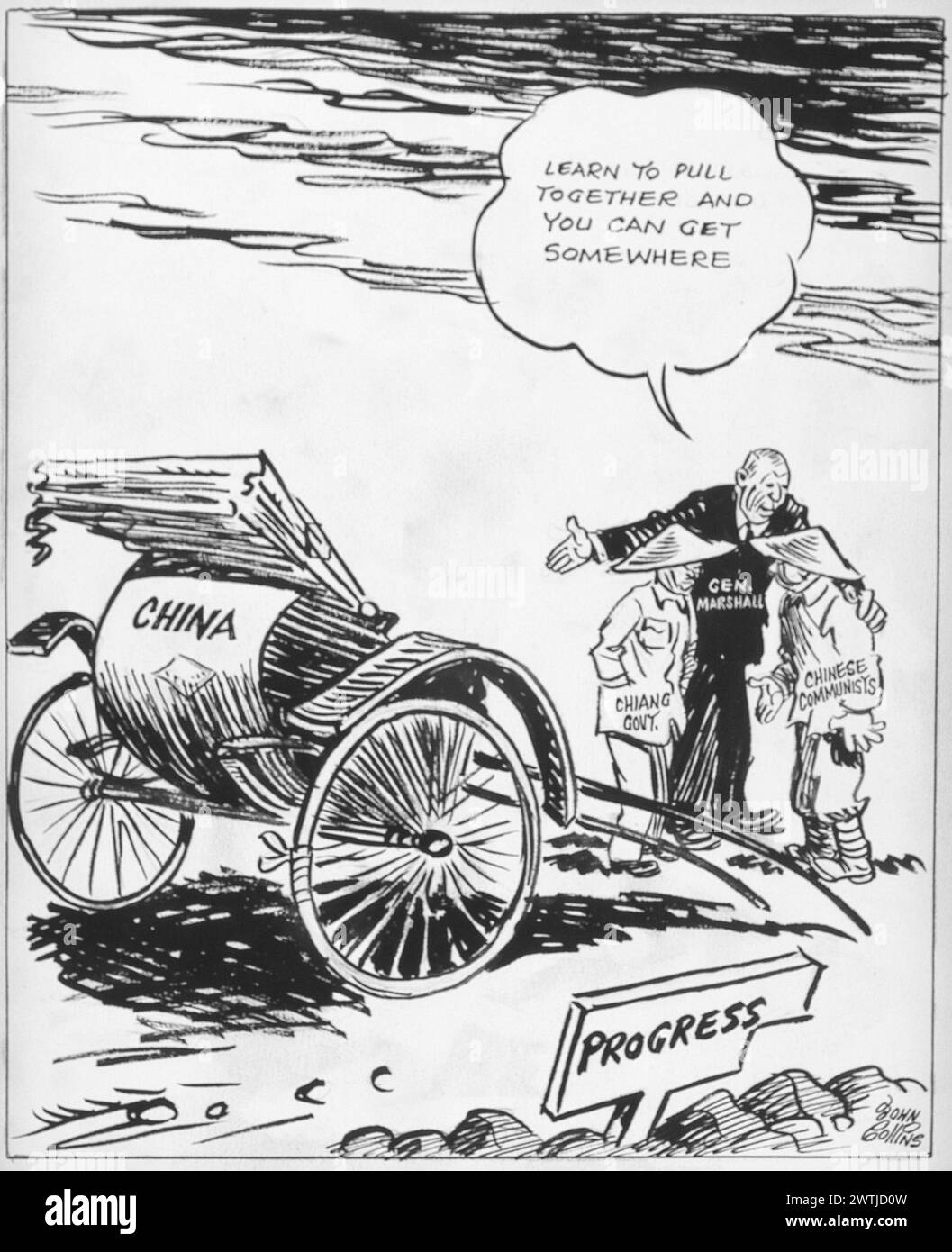 Cartoon - The Rival Rickshaw Boys. John Collins (1917-2007 Stock Photo ...