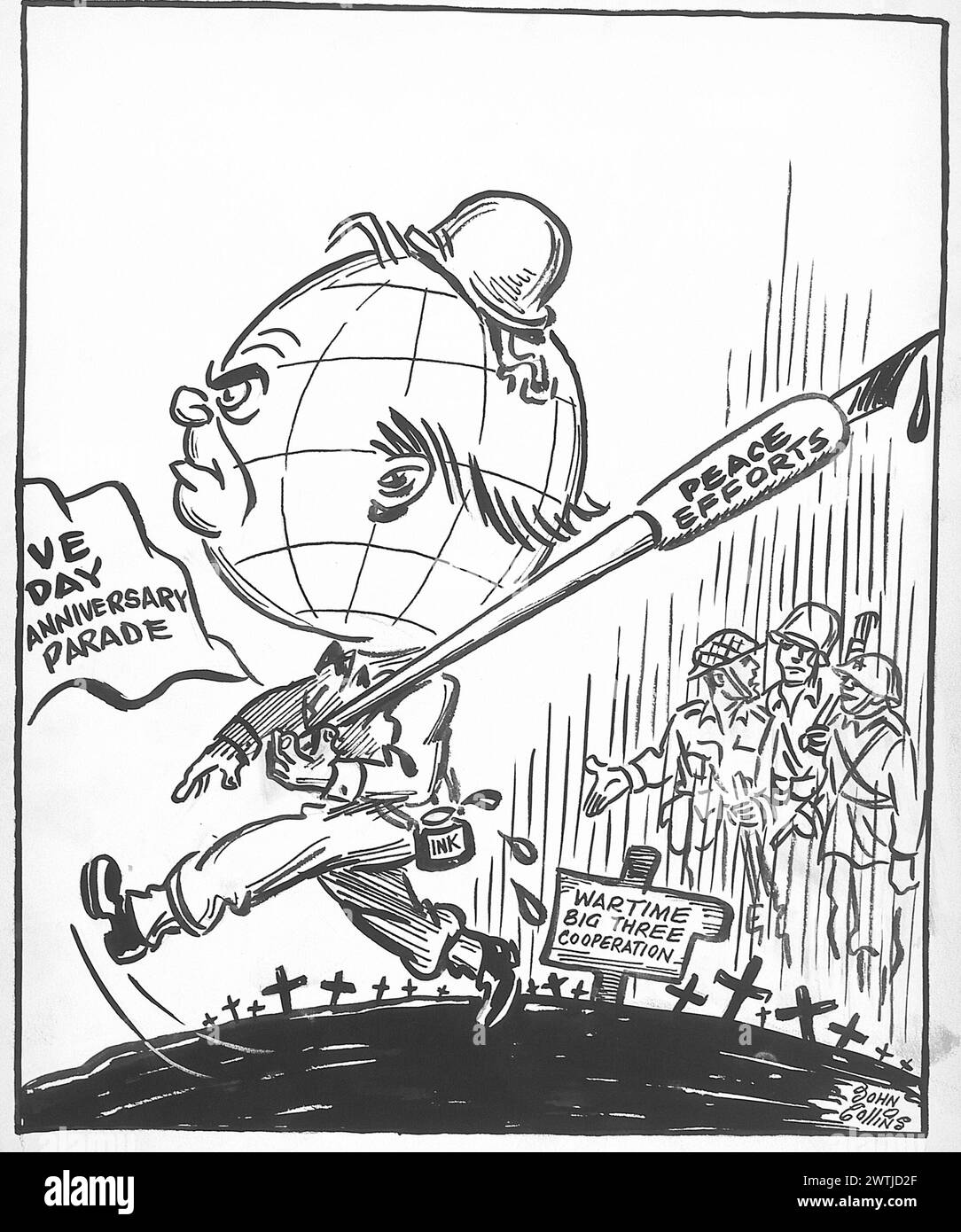 Cartoon - "But He's Going in the Wrong Direction-". John Collins (1917 ...