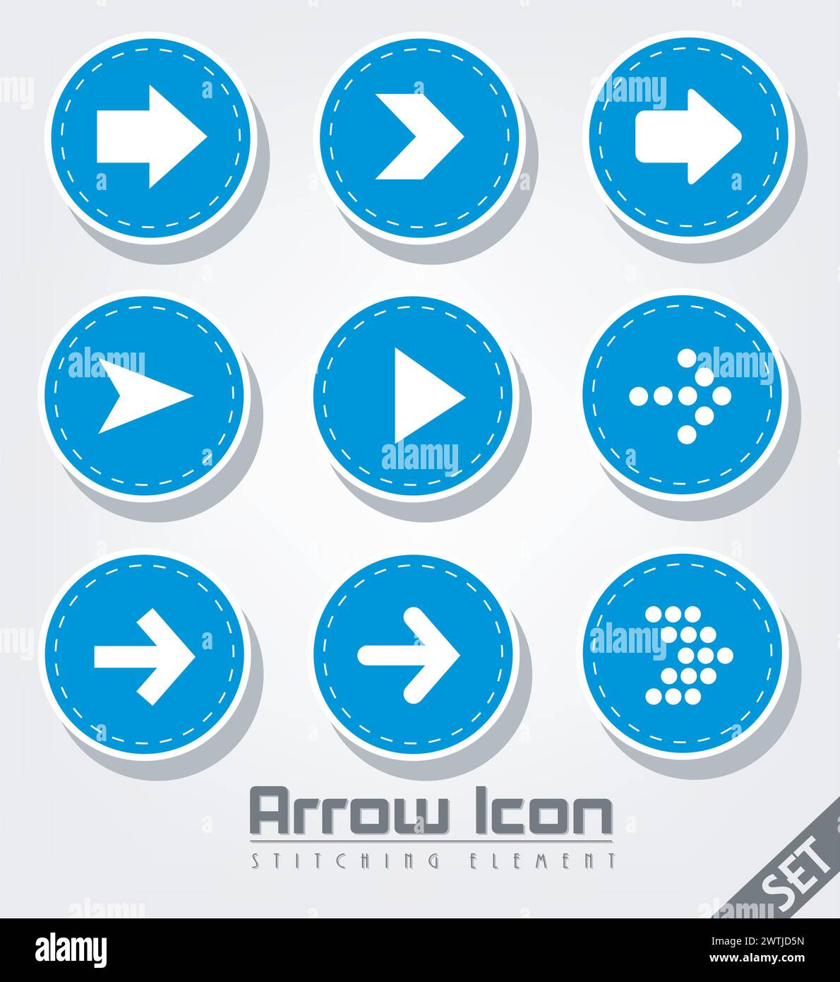 Stitched Arrow Icon Flat Design, Vector Illustration Stock Vector Image ...