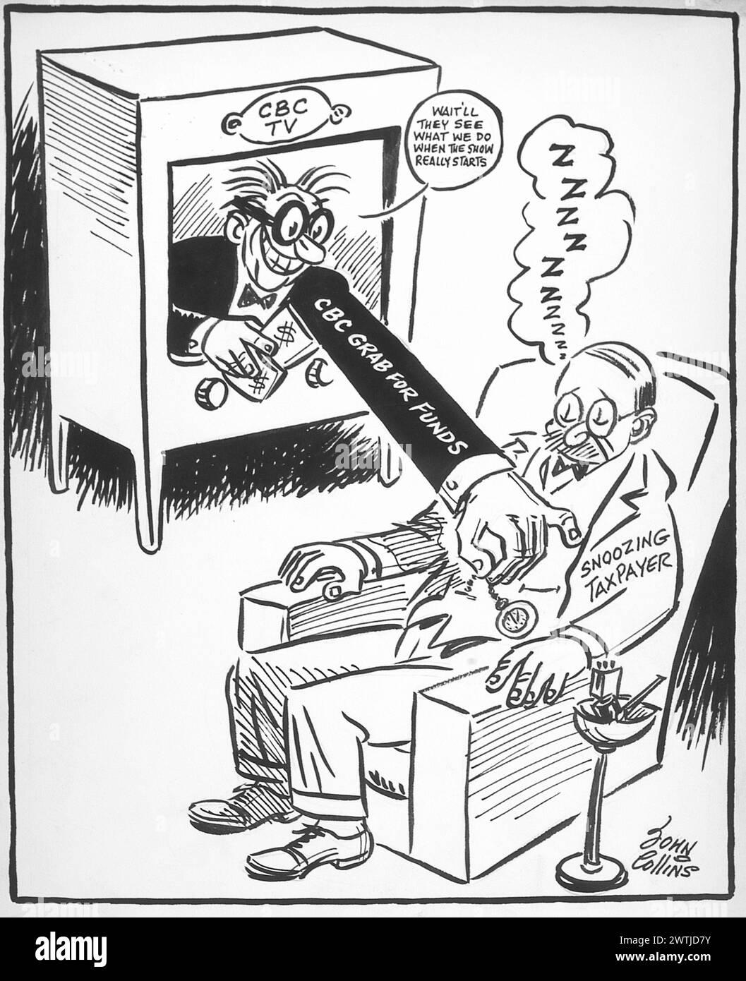 Cartoon - Three Dimension Television. John Collins (1917-2007 Stock ...