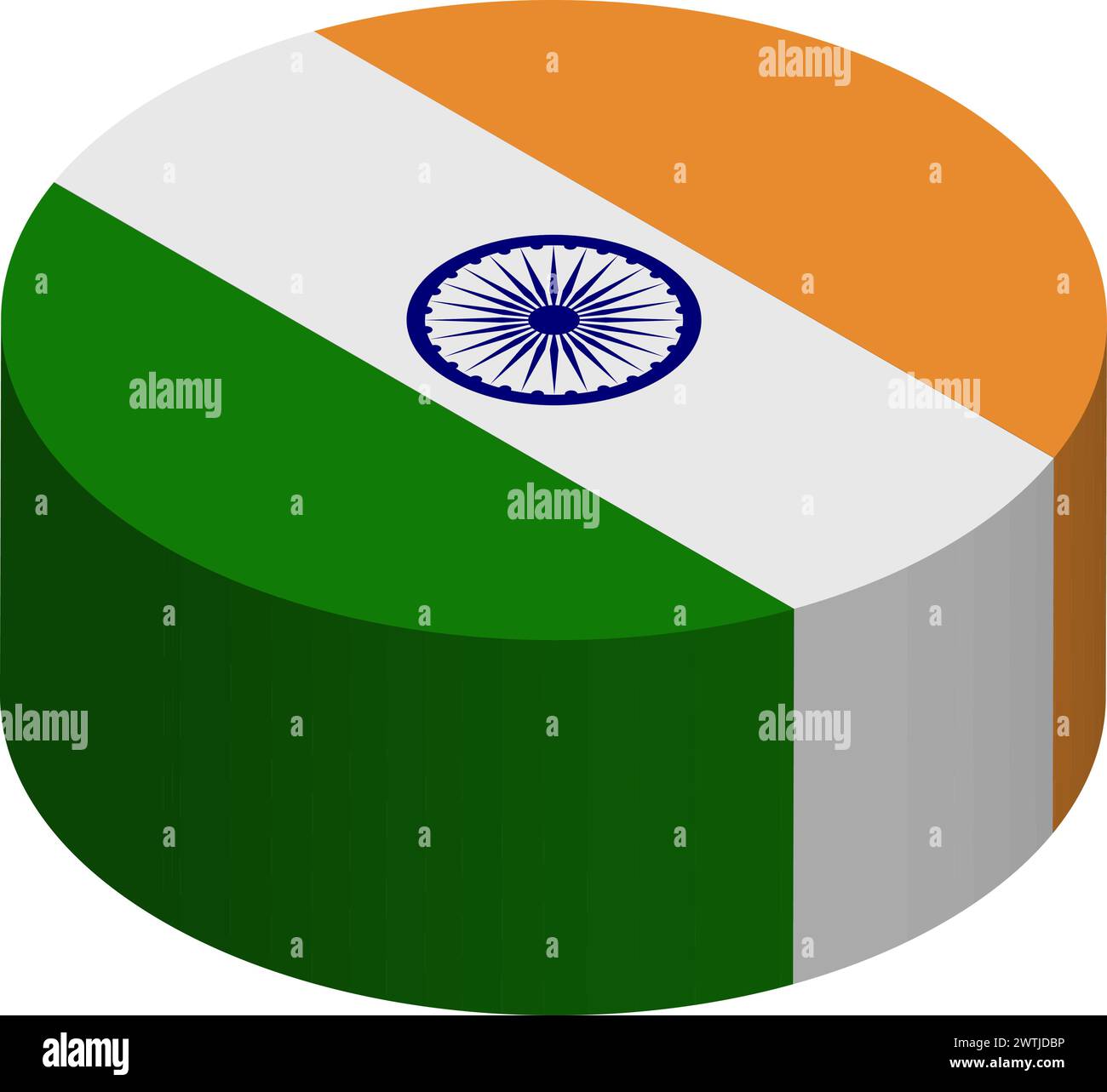 India flag - 3D isometric circle isolated on white background. Vector ...