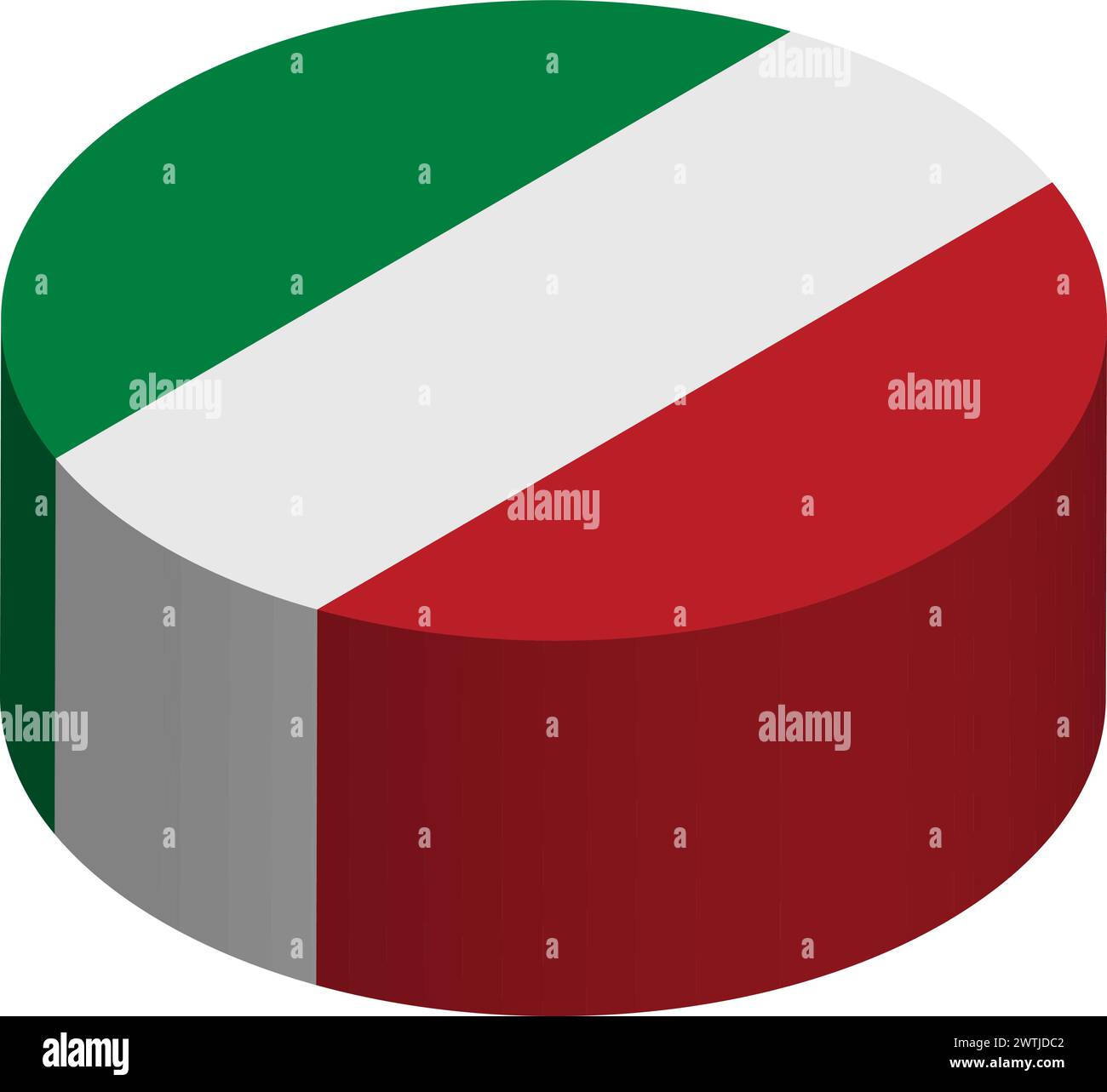 Italy flag - 3D isometric circle isolated on white background. Vector object Stock Vector Image ...