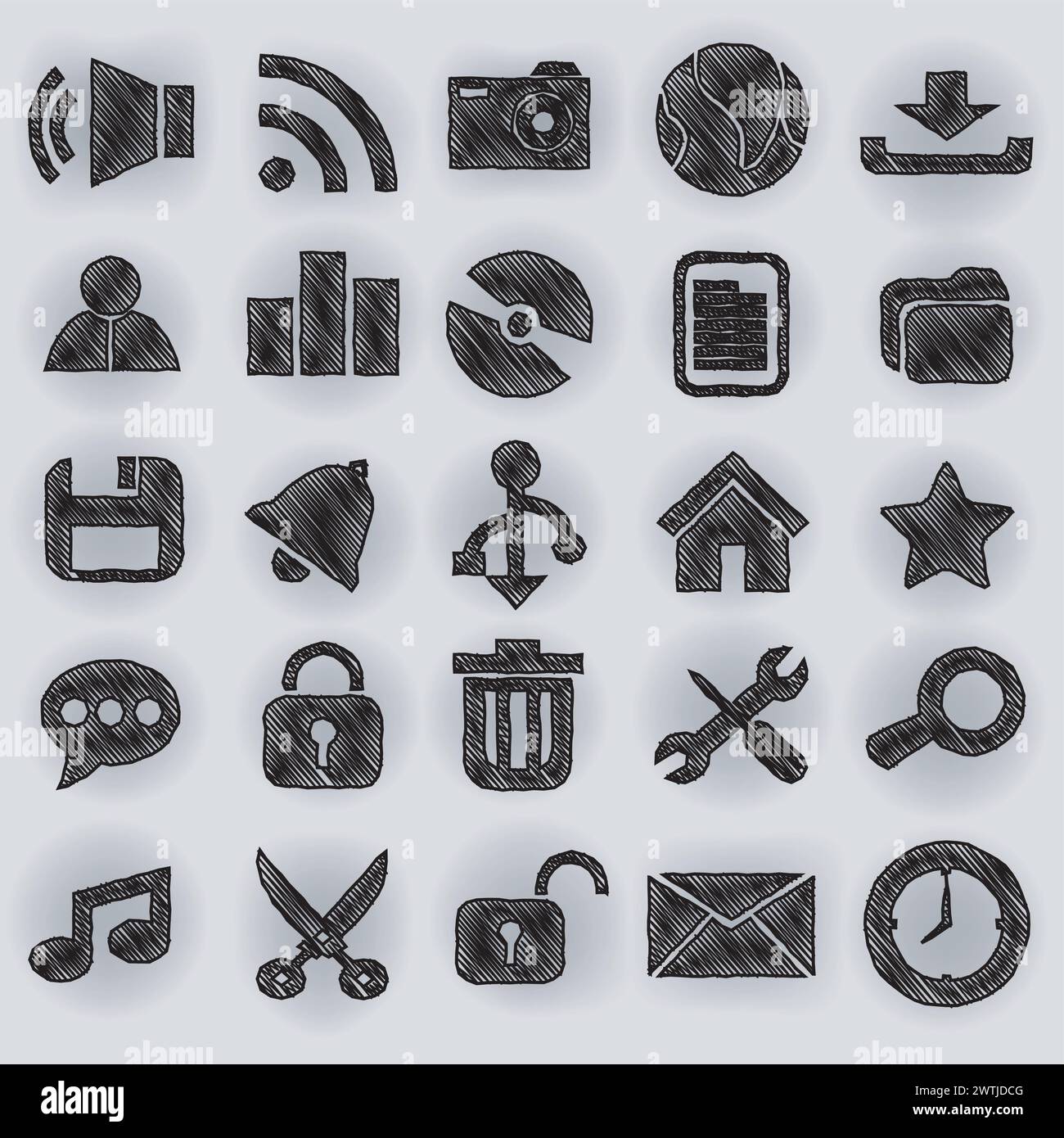 Desktop Icons Pen Shading Effect Sets, Vector Illustration Stock Vector ...