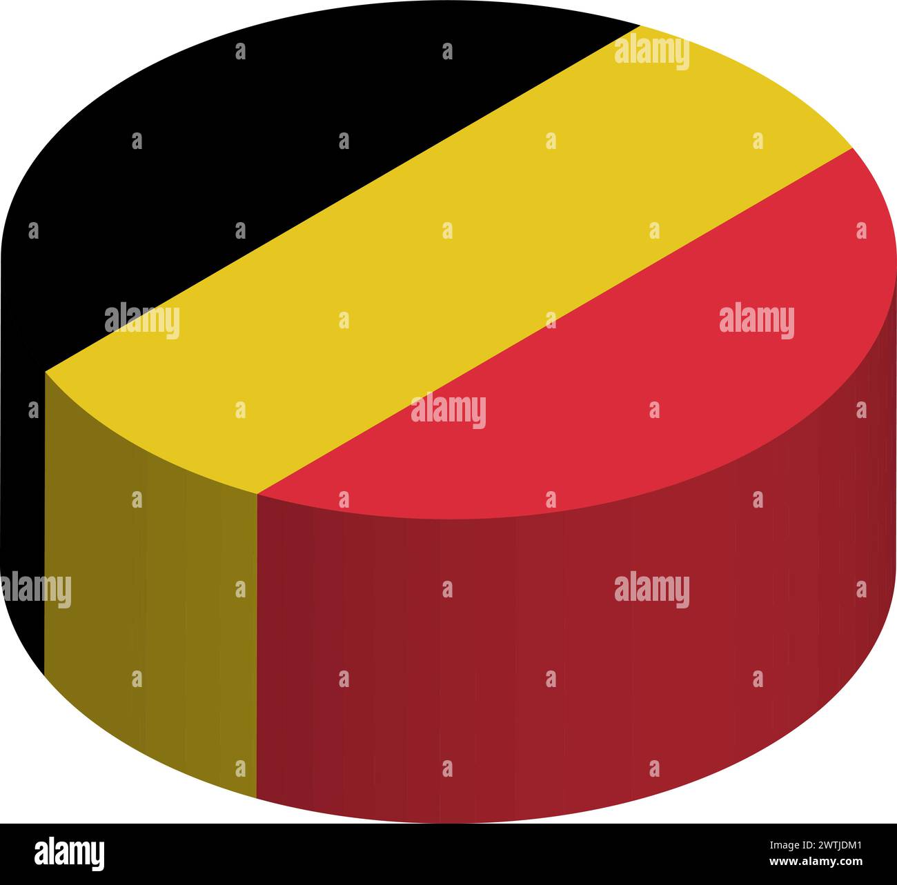 Belgium flag - 3D isometric circle isolated on white background. Vector ...