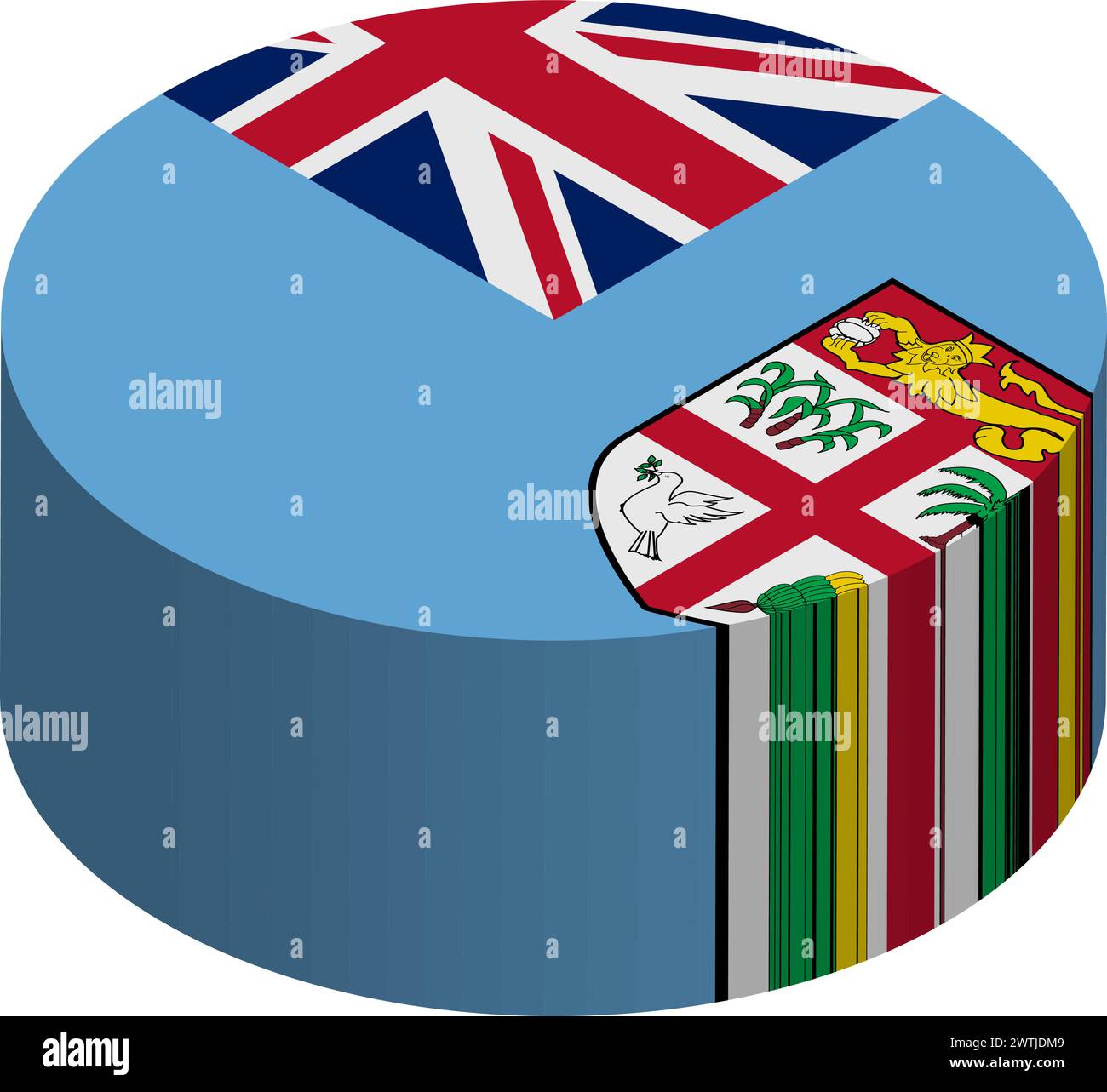 Fiji flag - 3D isometric circle isolated on white background. Vector object Stock Vector Image ...