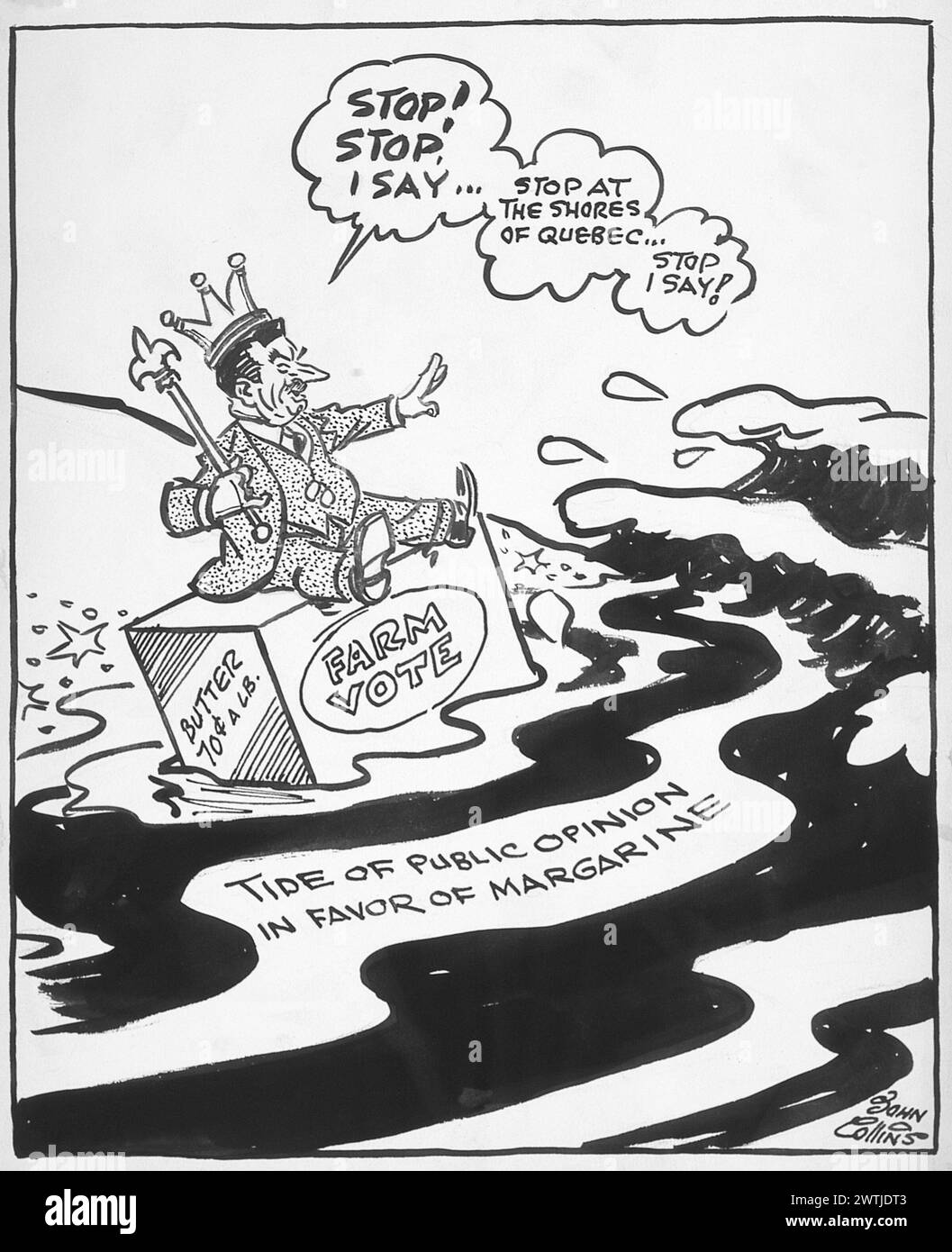 Cartoon - King Canute and His Golden Throne. John Collins (1917-2007 ...