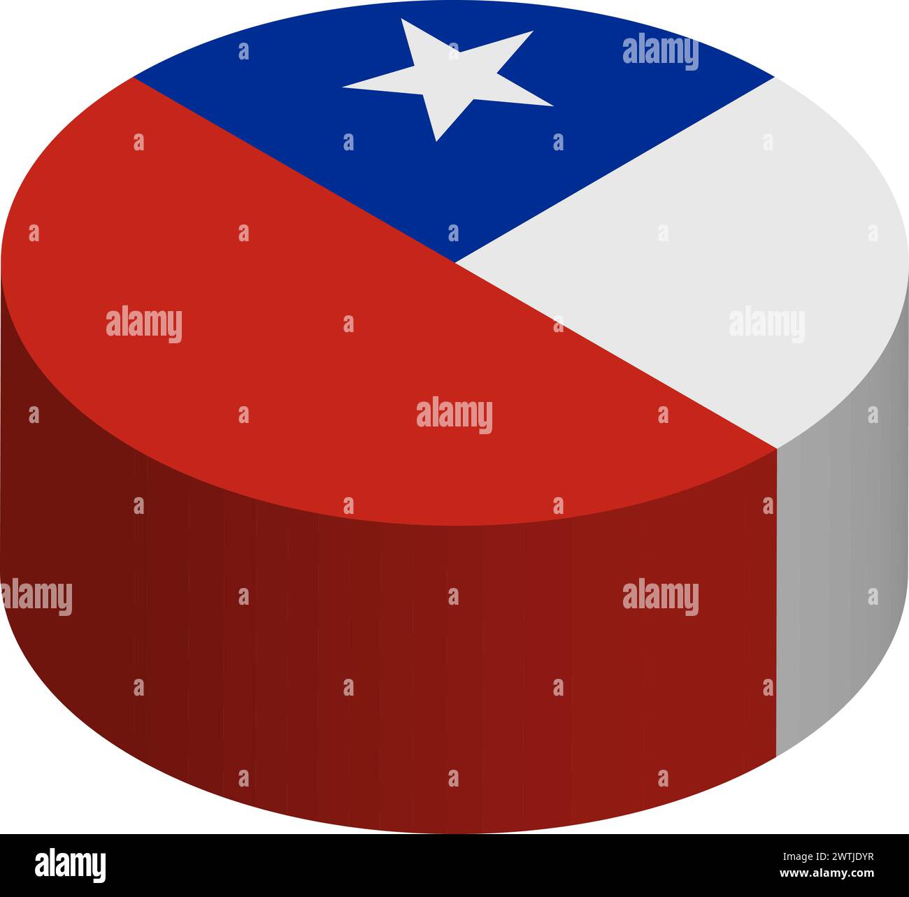 Chile flag - 3D isometric circle isolated on white background. Vector object Stock Vector Image ...