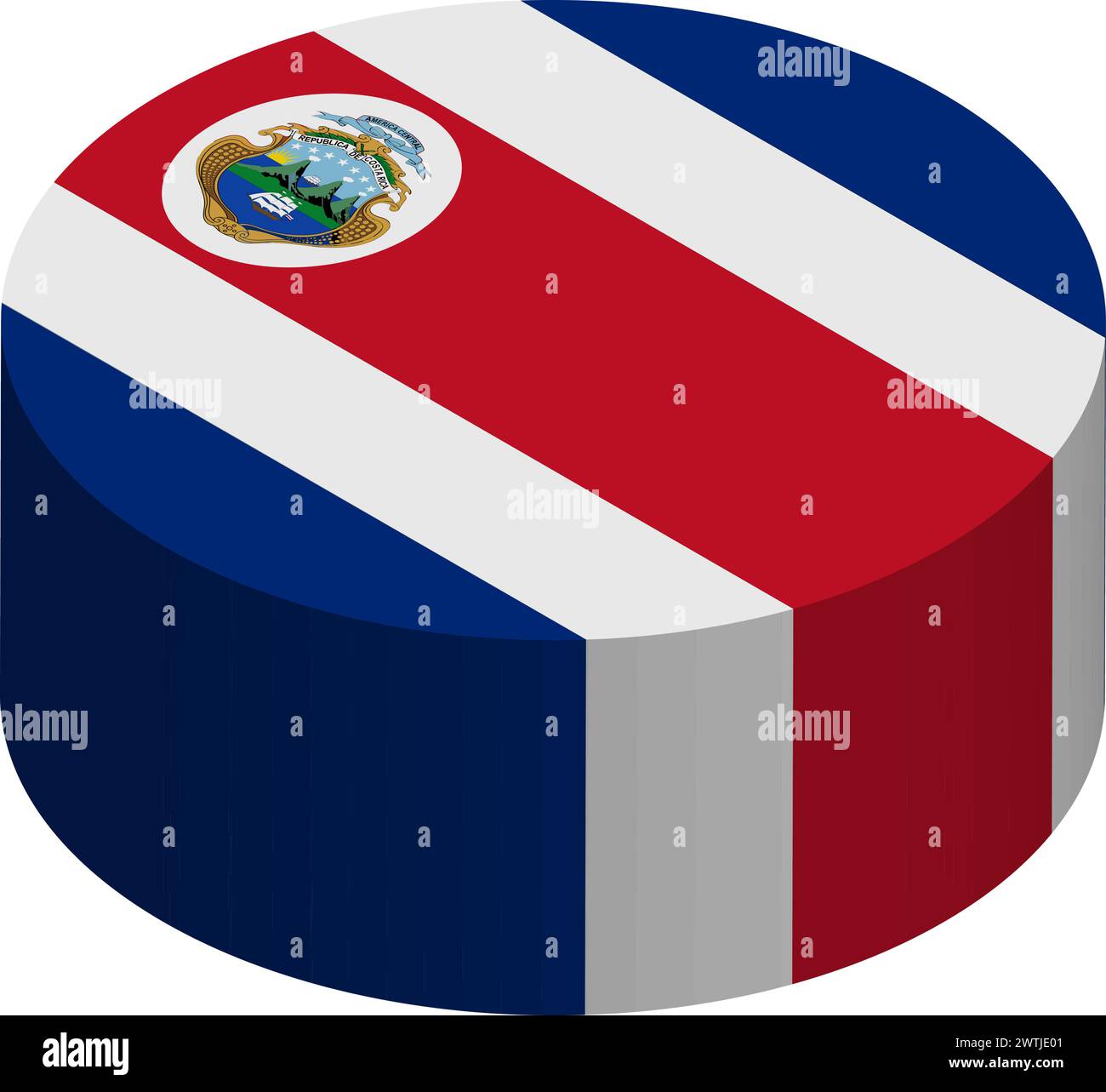 Costa Rica flag - 3D isometric circle isolated on white background ...