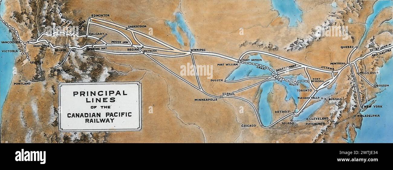 Map of pacific railway hi-res stock photography and images - Alamy