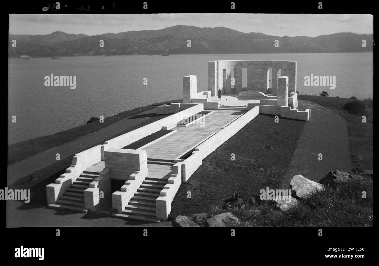 The Massey Memorial at Point Halswell. Otari, Kaukau and Branda Peaks ...