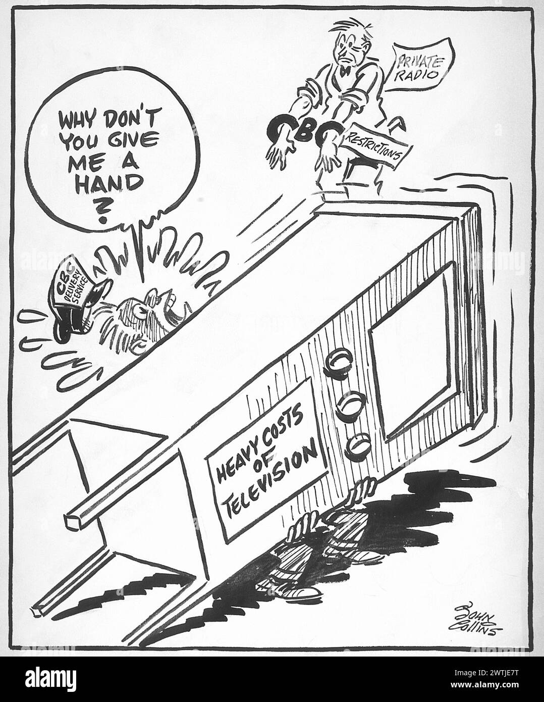 Cartoon - Victim of His Own Handcuffs. John Collins (1917-2007 Stock ...