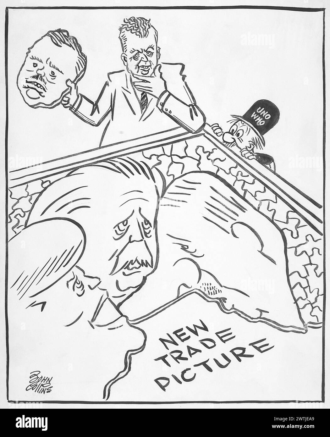 Cartoon - How Do We Fit in There ?. John Collins (1917-2007 Stock Photo ...