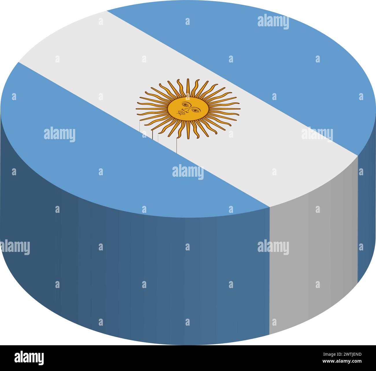 Argentina flag - 3D isometric circle isolated on white background. Vector object Stock Vector ...