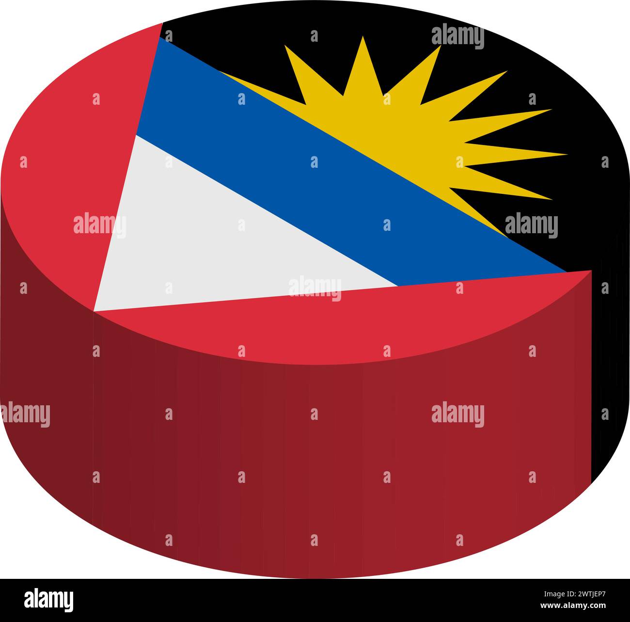 Antigua and Barbuda flag - 3D isometric circle isolated on white background. Vector object Stock ...