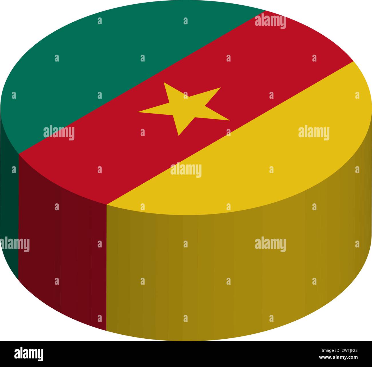 Cameroon flag - 3D isometric circle isolated on white background. Vector object Stock Vector ...