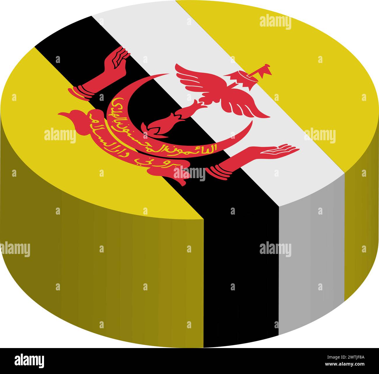 Brunei flag - 3D isometric circle isolated on white background. Vector object Stock Vector Image ...