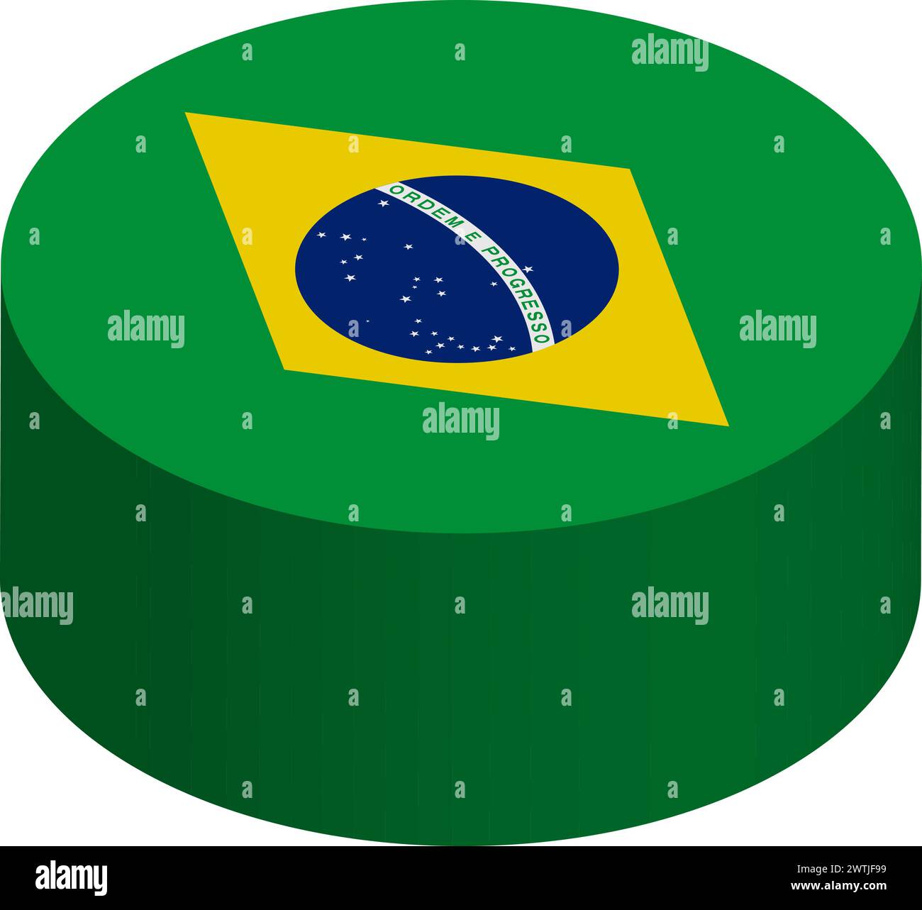 Brazil flag - 3D isometric circle isolated on white background. Vector object Stock Vector Image ...