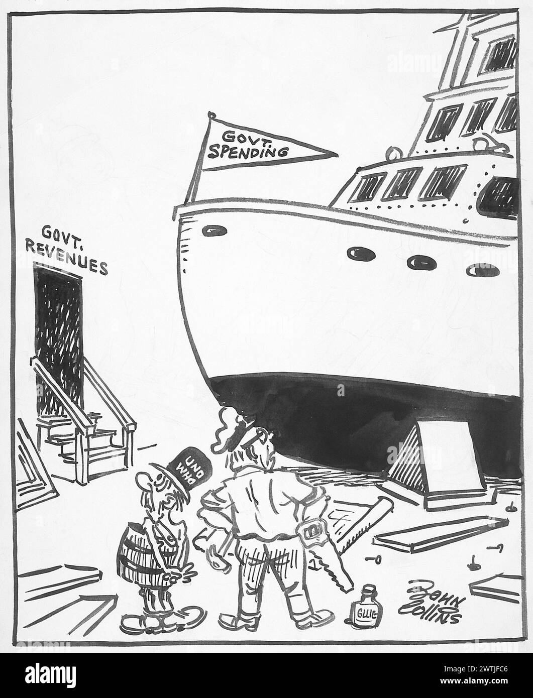 Cartoon - The Man Who Built a Boat in the Cellar. John Collins (1917 ...