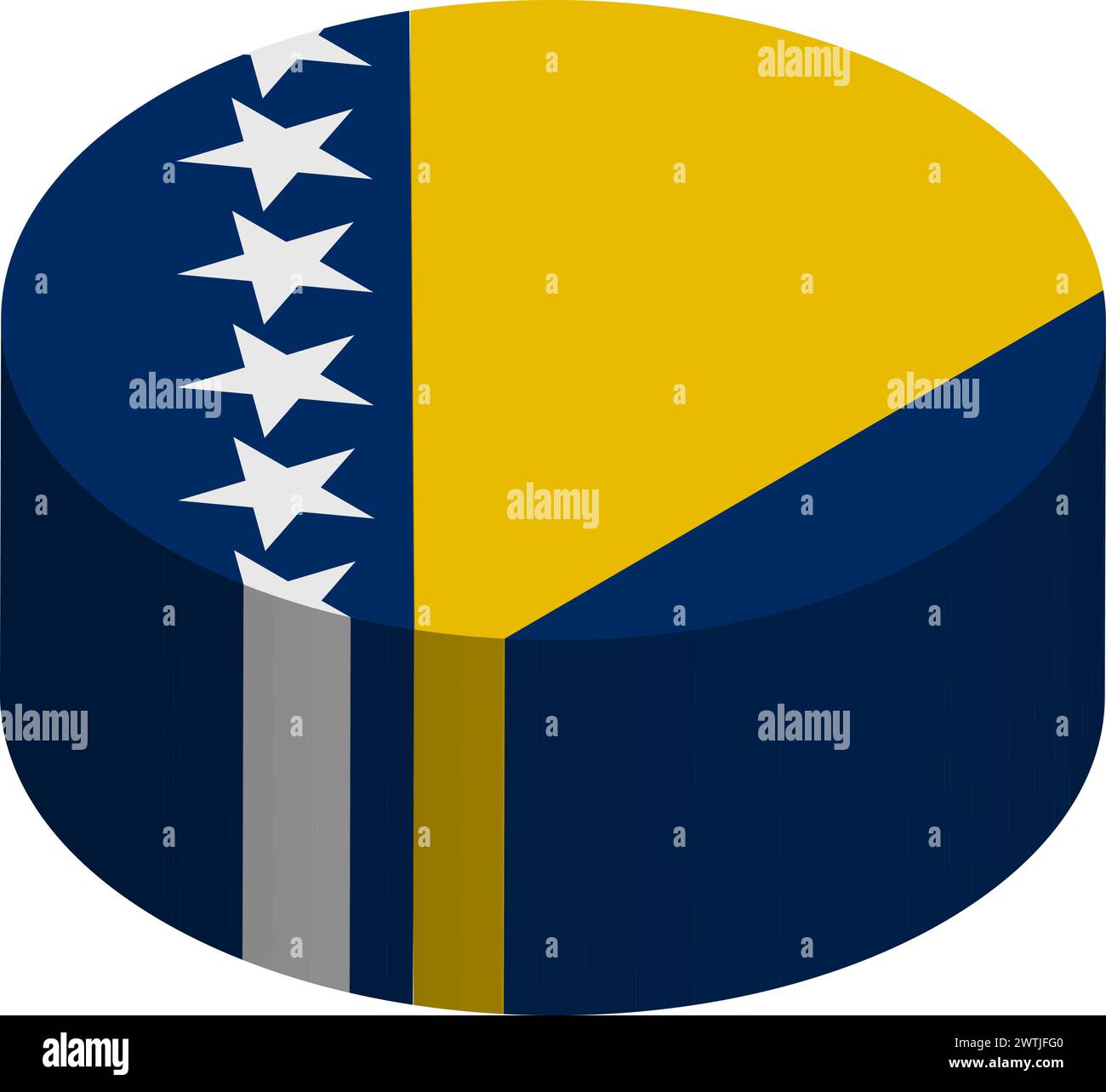 Bosnia and Herzegovina flag - 3D isometric circle isolated on white background. Vector object ...