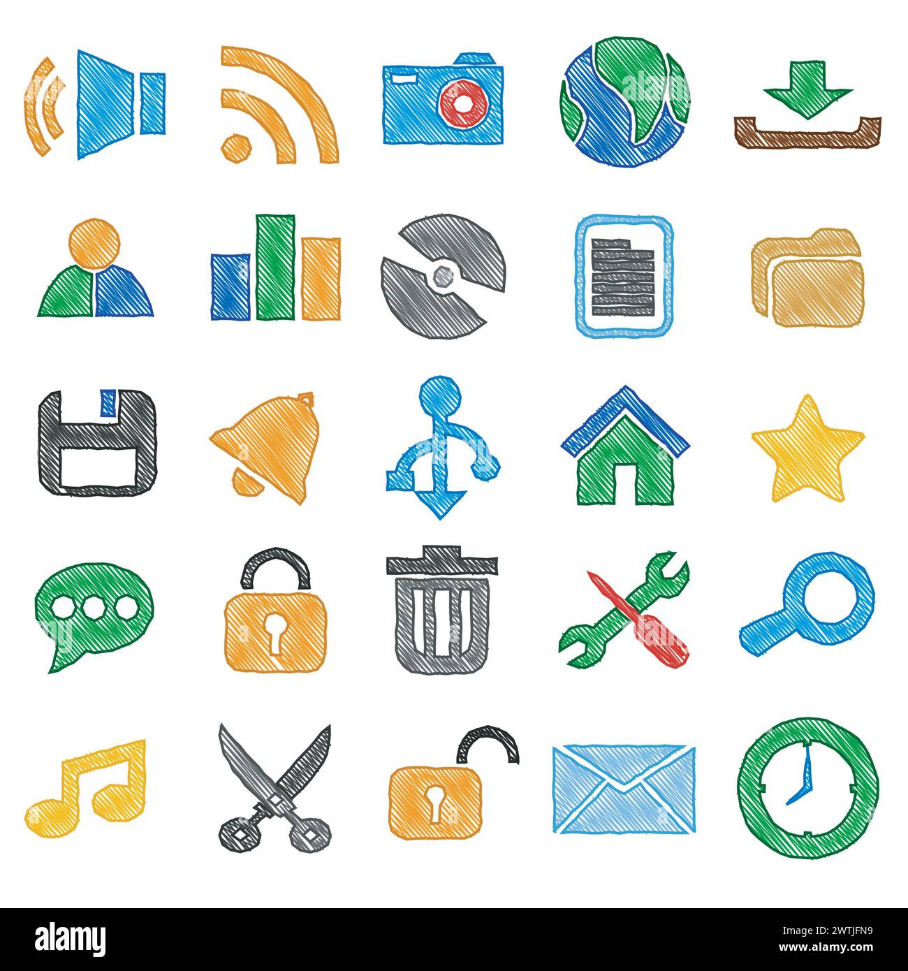 Desktop Icon Pen Shading Effect Sets, Vector Illustration Stock Vector ...