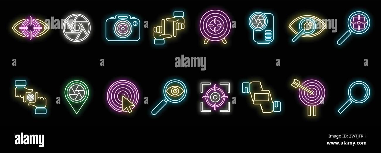 Focus icon outline vector. Business goal. Main success neon color ...