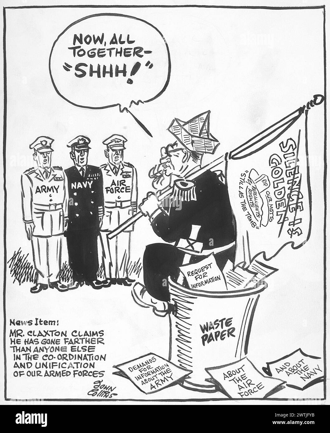 Cartoon - Claxton's Co-Ordination. John Collins (1917-2007 Stock Photo ...